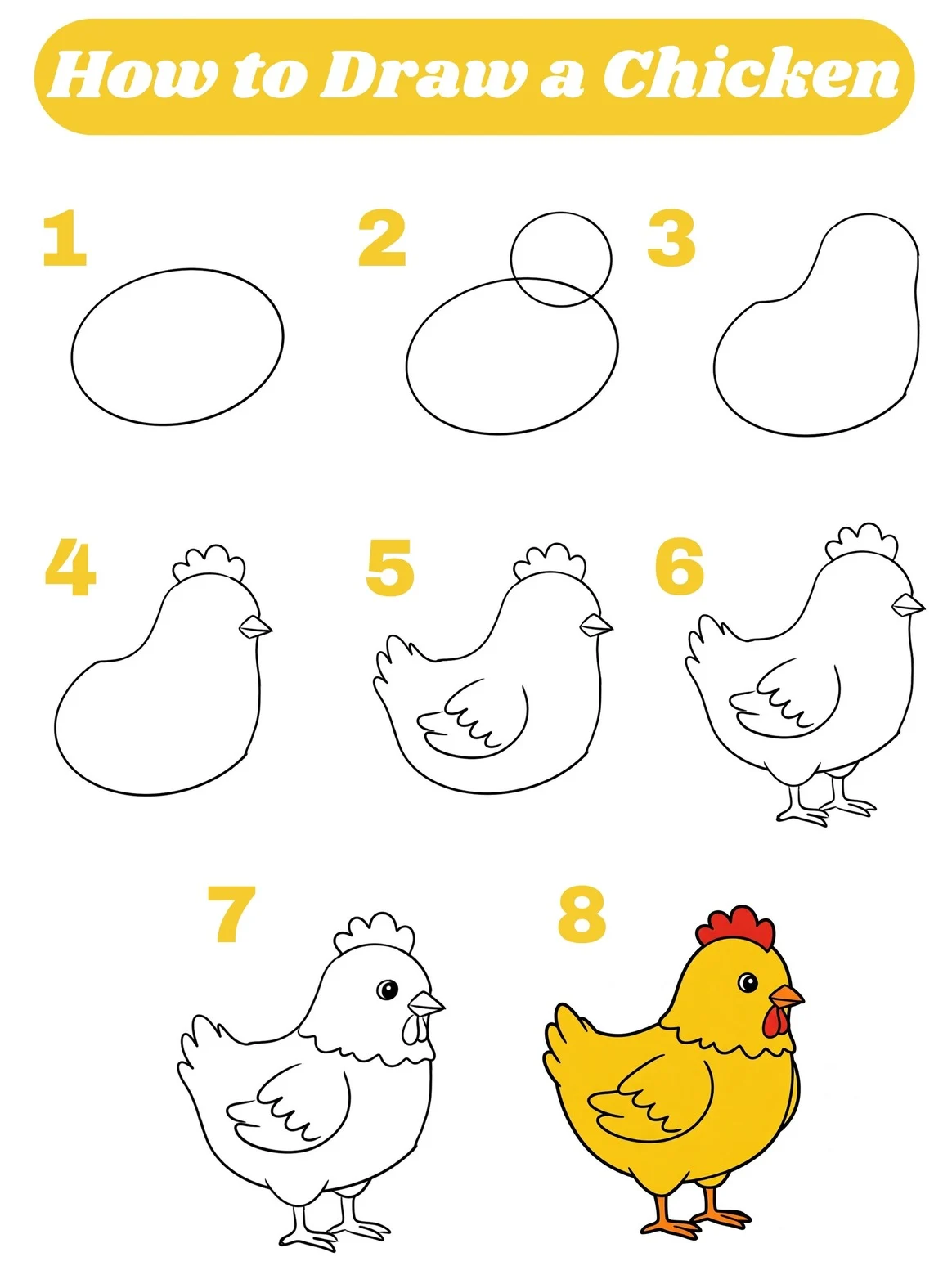 How to Draw a Chicken - Fun and Easy Step-by-Step Tutorial