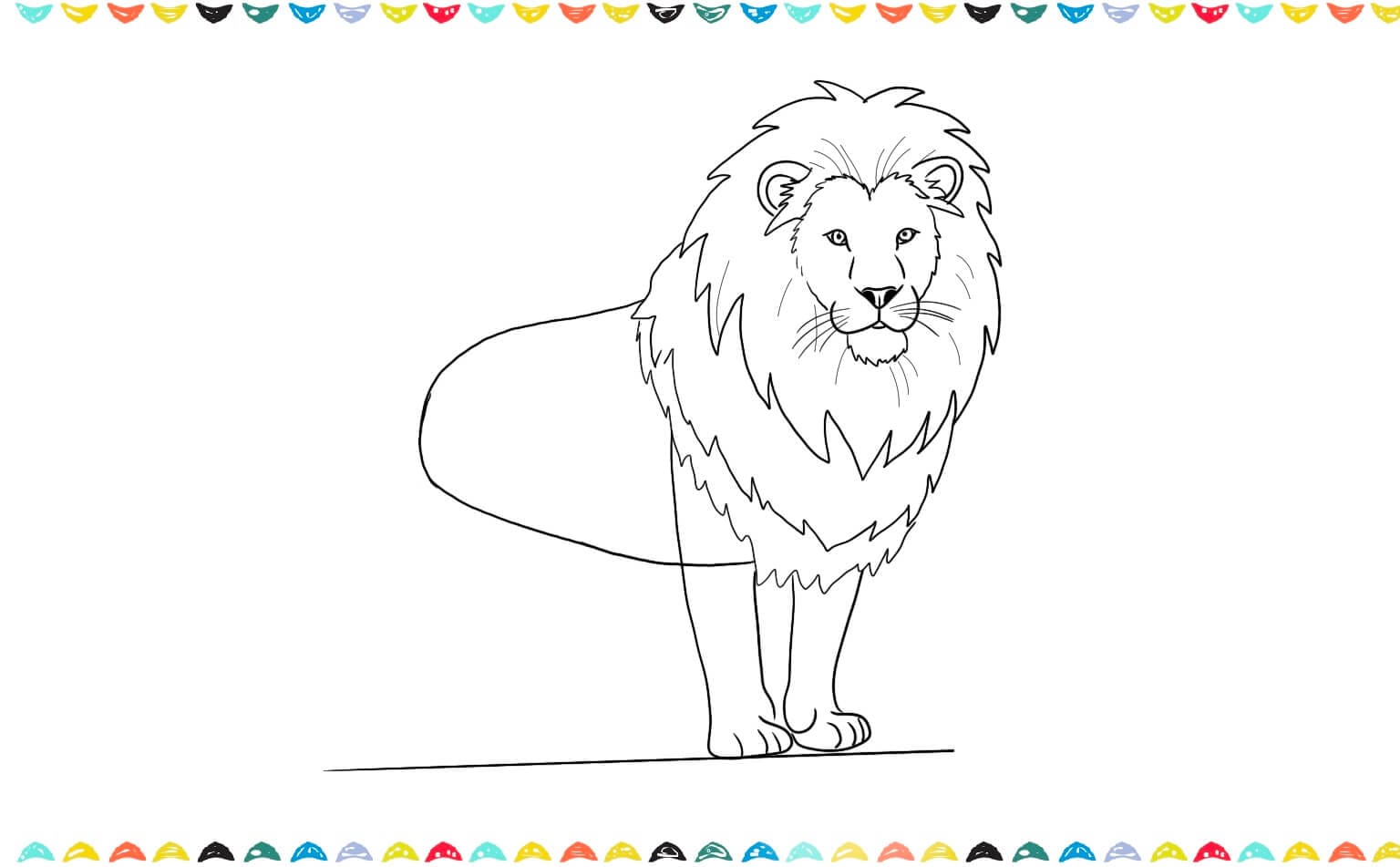 Lion Face Line Drawing